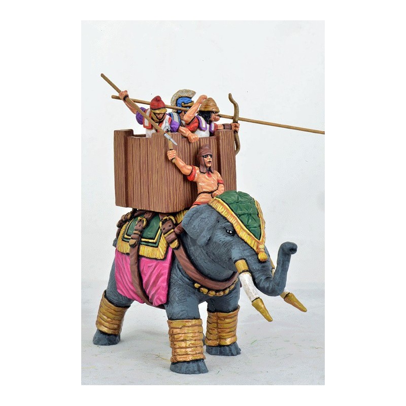 Successor Elephant, Quilted Armour, Wood Howdah, Attacking Crew